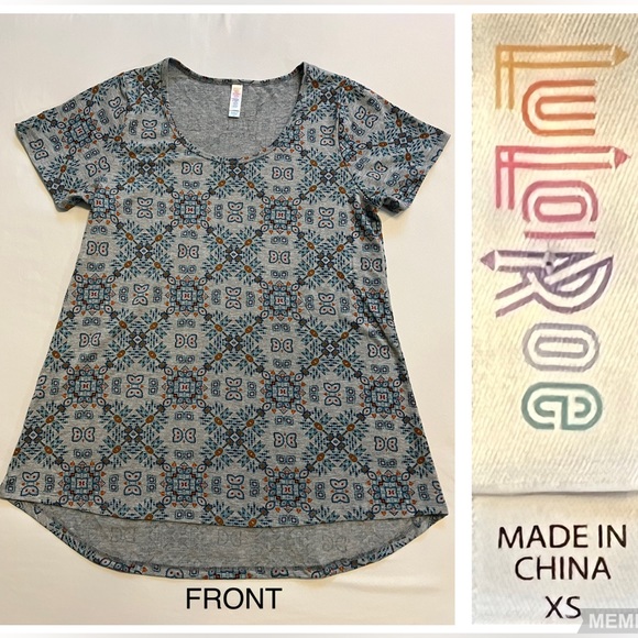 LuLaRoe | Tops | Lularoe Tunic Top In Xs Gray With Blue Burnt Orange ...
